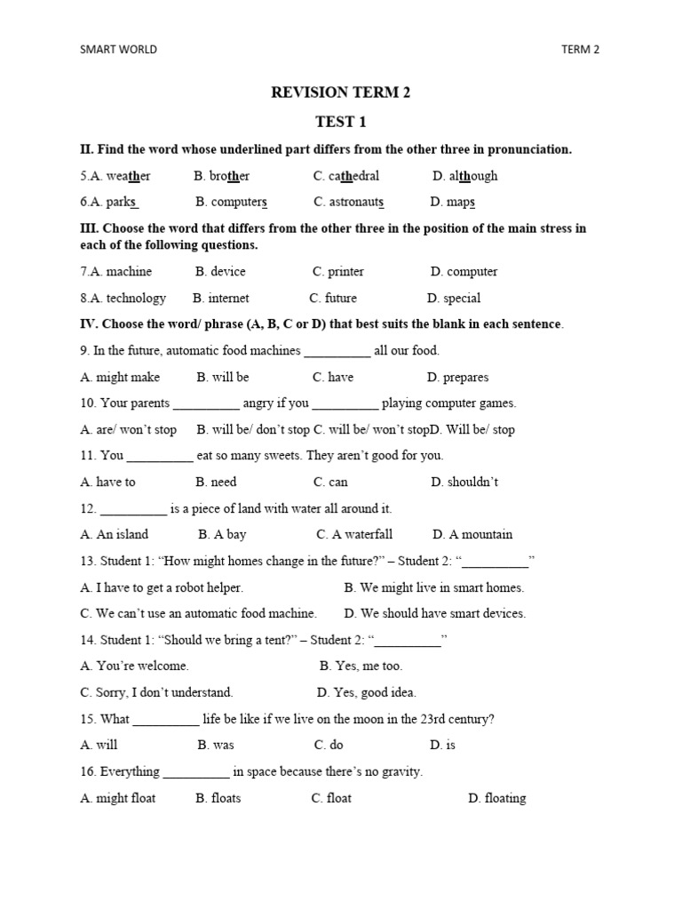 Revision Term 2 Grade 6 Test 1+2 | PDF | Teaching Methods & Materials