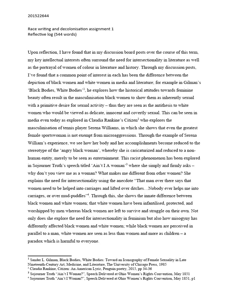 Race Writing and Decolonisation Assignment 1 | PDF | Intersectionality | Racism