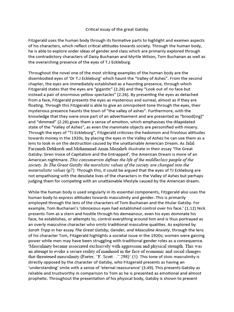 Gender and Class in The Great Gatsby | PDF | The Great Gatsby | Masculinity