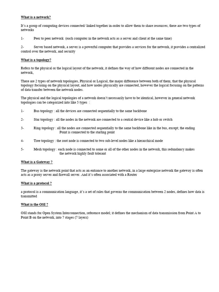 Interview Questions - System Engineer | Download Free PDF | Computer Network | Osi Model