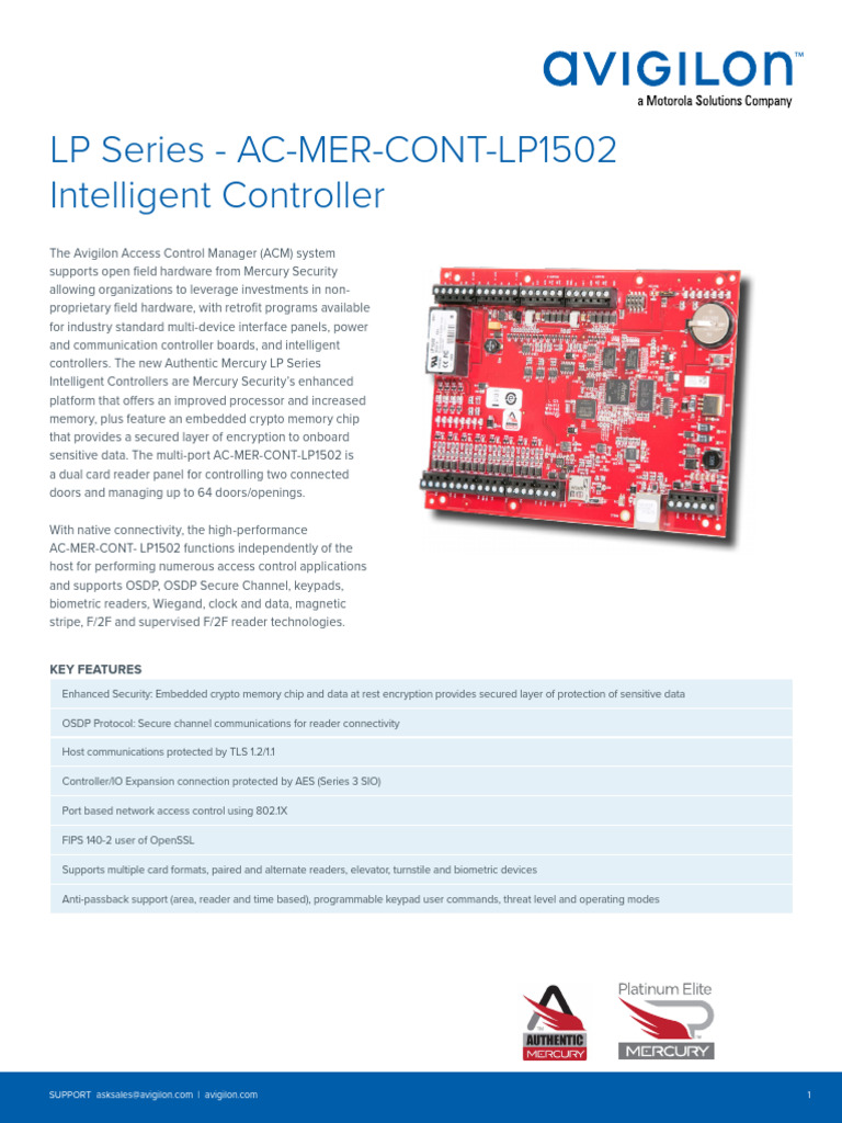 Avigilon AC MER CONT LP1502 en Datasheet | Download Free PDF | Access Control | Usb