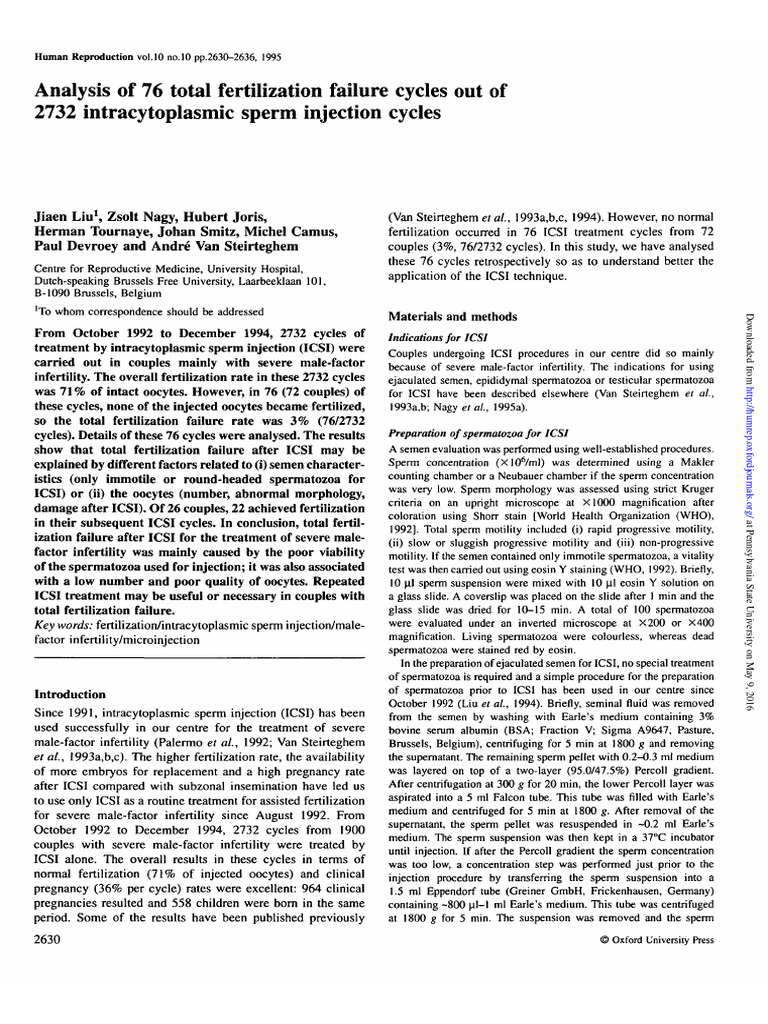 Analysis of 76 Total Fertilization Failure Cycles Out of - 2732 ...