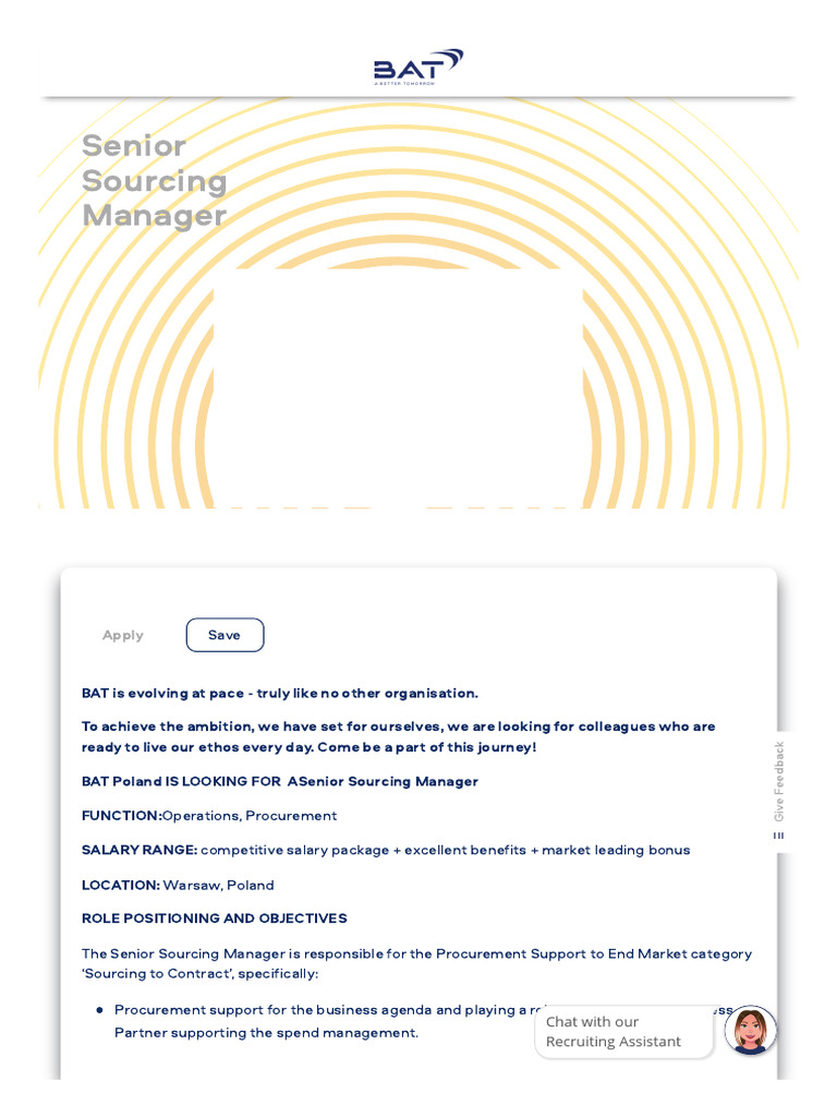 Senior Sourcing Manager at British American Tobacco | PDF | Procurement ...