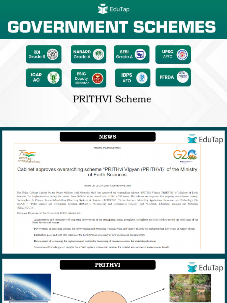 10th Jan 2024 - Prithvi Scheme - Government Schemes | PDF | Earth Sciences | Global Natural ...