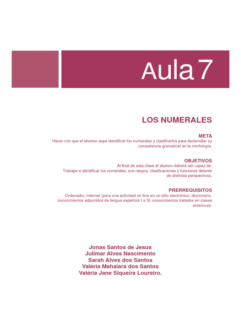 11485223042018lingua Espanhola V. Aula 07 | PDF | Sustantivo | Gramática