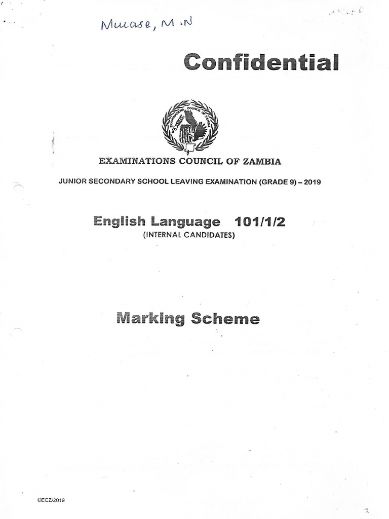 English Marking Key - 2019-1 | PDF