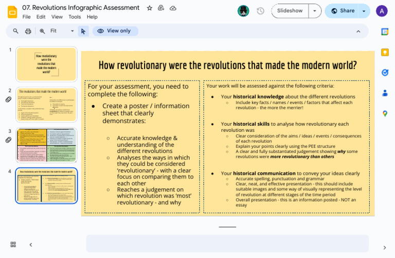 Revolutions Infographic Assessment - Google Slides | PDF | Revolutions ...