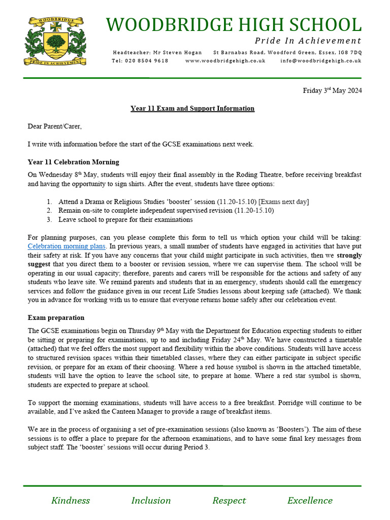 Y11 Exam Info Gcse 2024 v1 3 | PDF | Social Media | Popular Culture ...