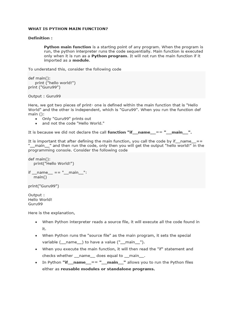 What Is Python Main Function Pdf Computer Program Programming 