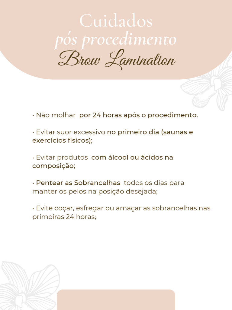 Cuidados Pós Procedimento Brow Lamination Pdf