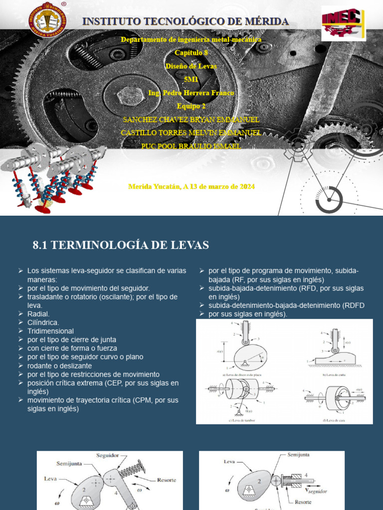 Diseño de Levas y Mecanismos Asociados | PDF | Aceleración | Ecuaciones
