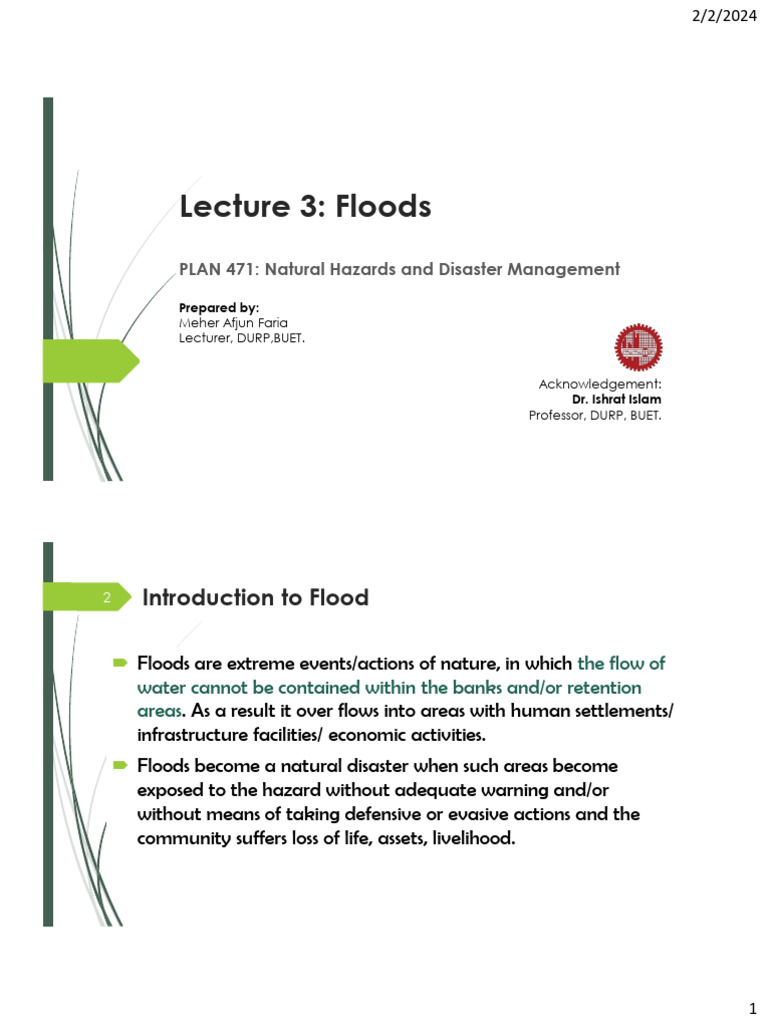 Lecture 3 | PDF | Flood | Flood Control