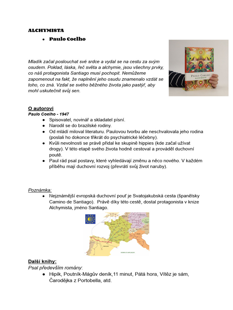Alchymista Maturitní Rozbor | PDF
