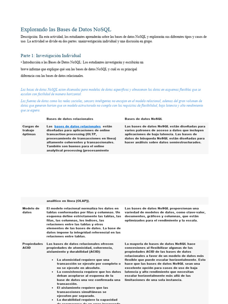Explorando las Bases de Datos NoSQL | PDF | No Sql | Bases de datos