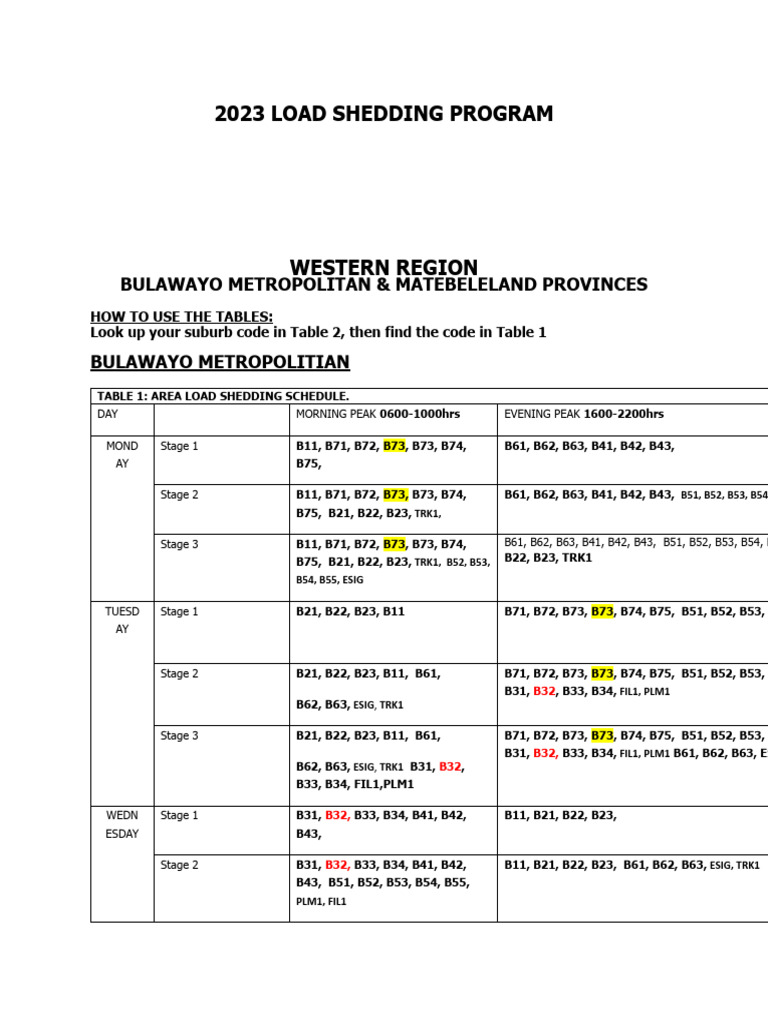 Final - 2023 Load Shedding Program CONSOLIDATED | PDF | Bus Transport ...