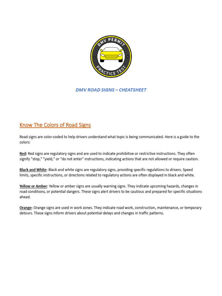 DMV-ROAD-SIGNS-CHEAT-SHEET-DMV-PERMIT-PRACTICE-TEST | Download Free PDF ...