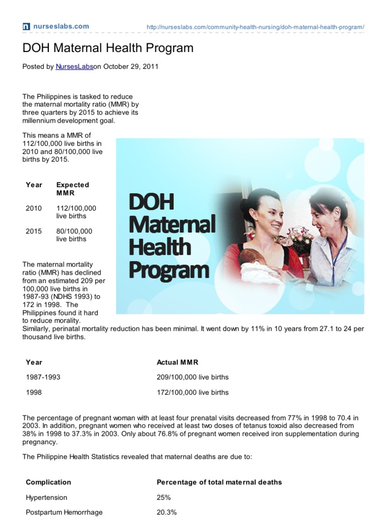 DOH Maternal Health Program | PDF | Maternal Death | Childbirth