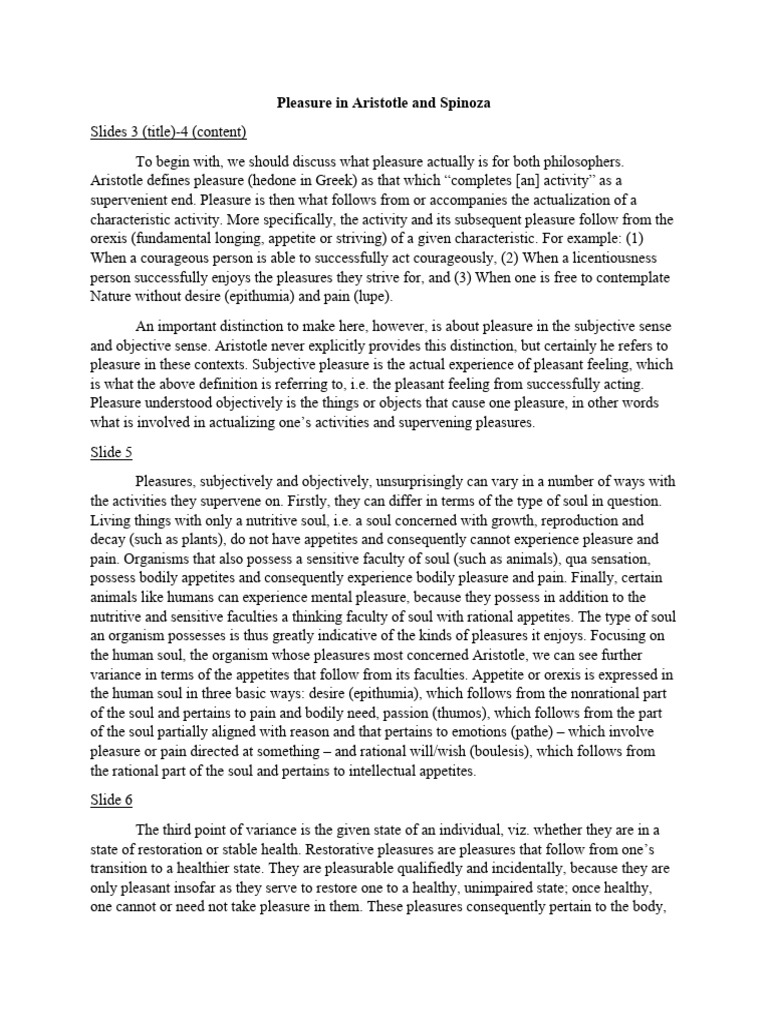 Pleasure Presentation Script | PDF | Pleasure | Virtue