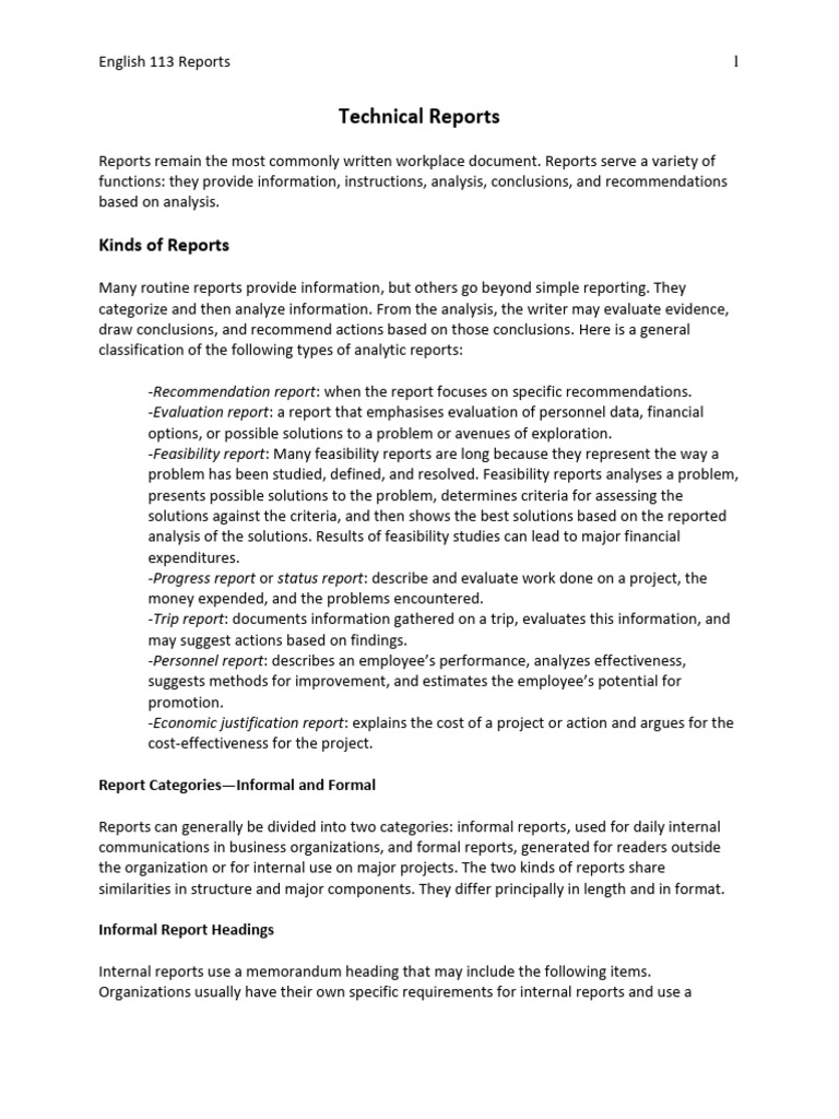 English 113 Week 6 Reports | PDF | Abstract (Summary) | Memorandum