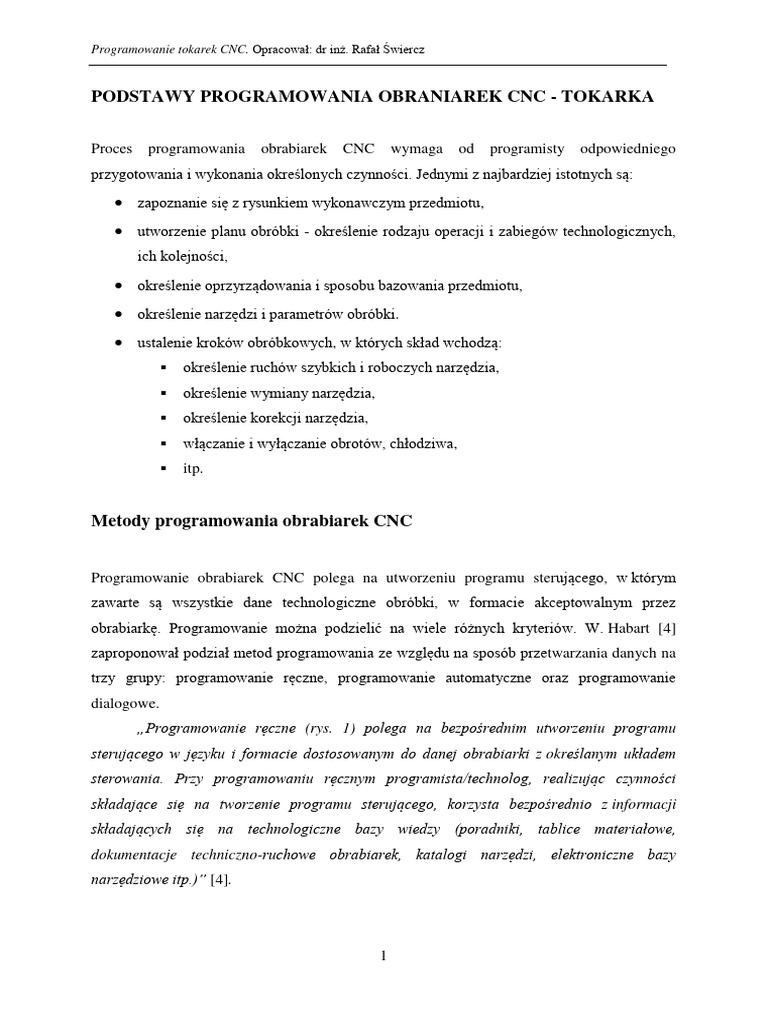 Programowanie CNC-Tokarka | PDF