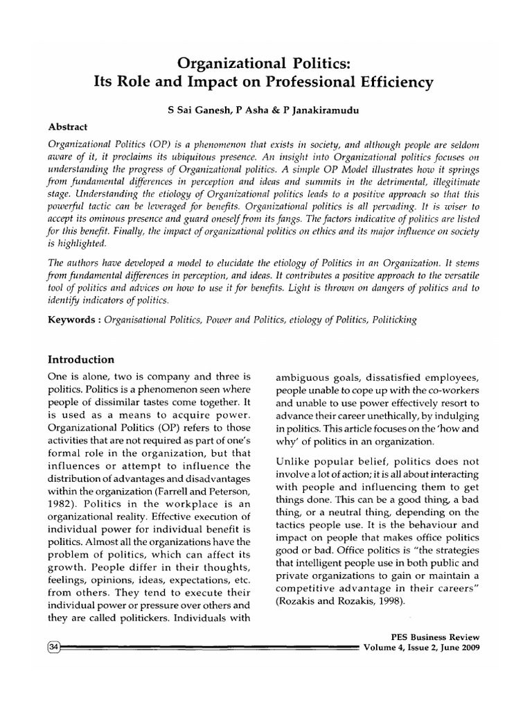 Organizational Politics | PDF | Power (Social And Political) | Leadership