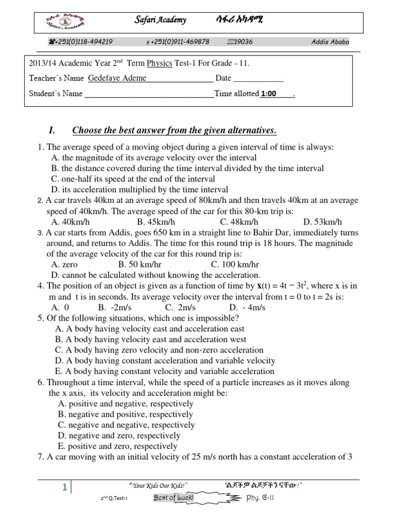 grade 11 | PDF | Acceleration | Speed