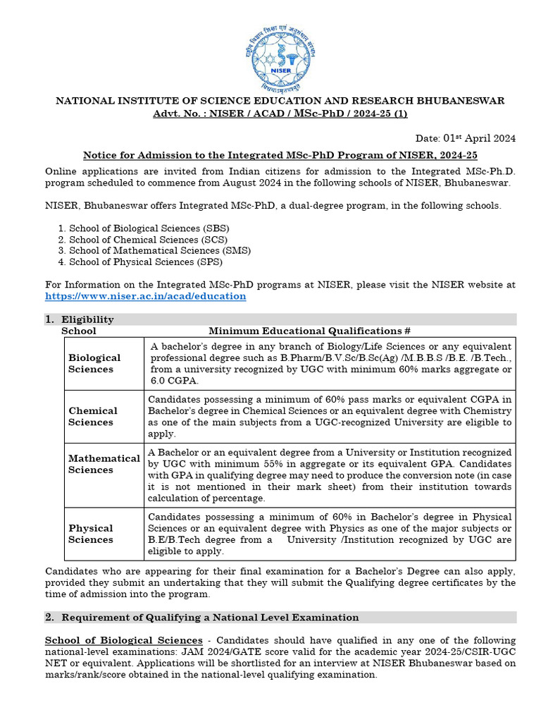 Int-PhD Advertisement 2024-2025 | PDF | Academic Degree | Doctor Of ...