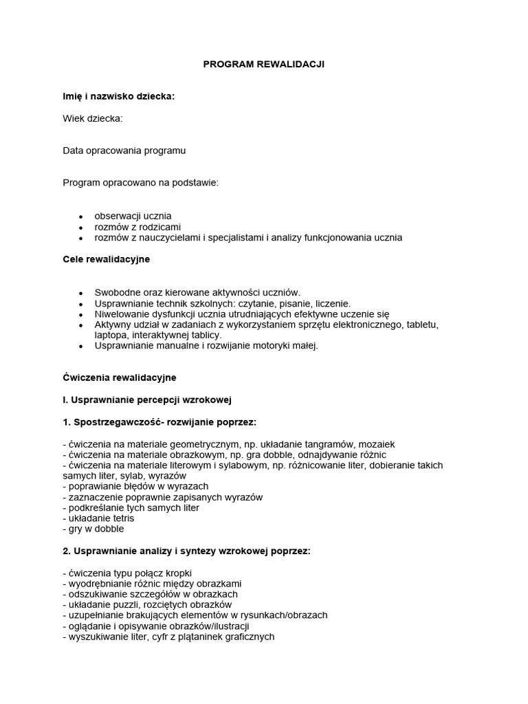 Program Rewalidacji | PDF