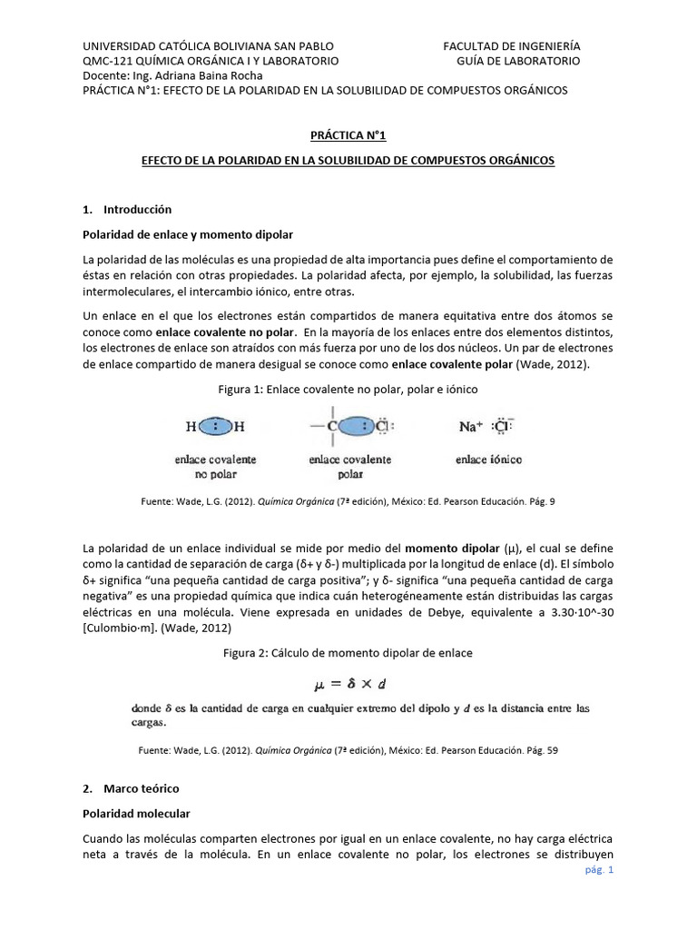 Polaridad y Solubilidad en Química | PDF | Polaridad química | Enlace químico