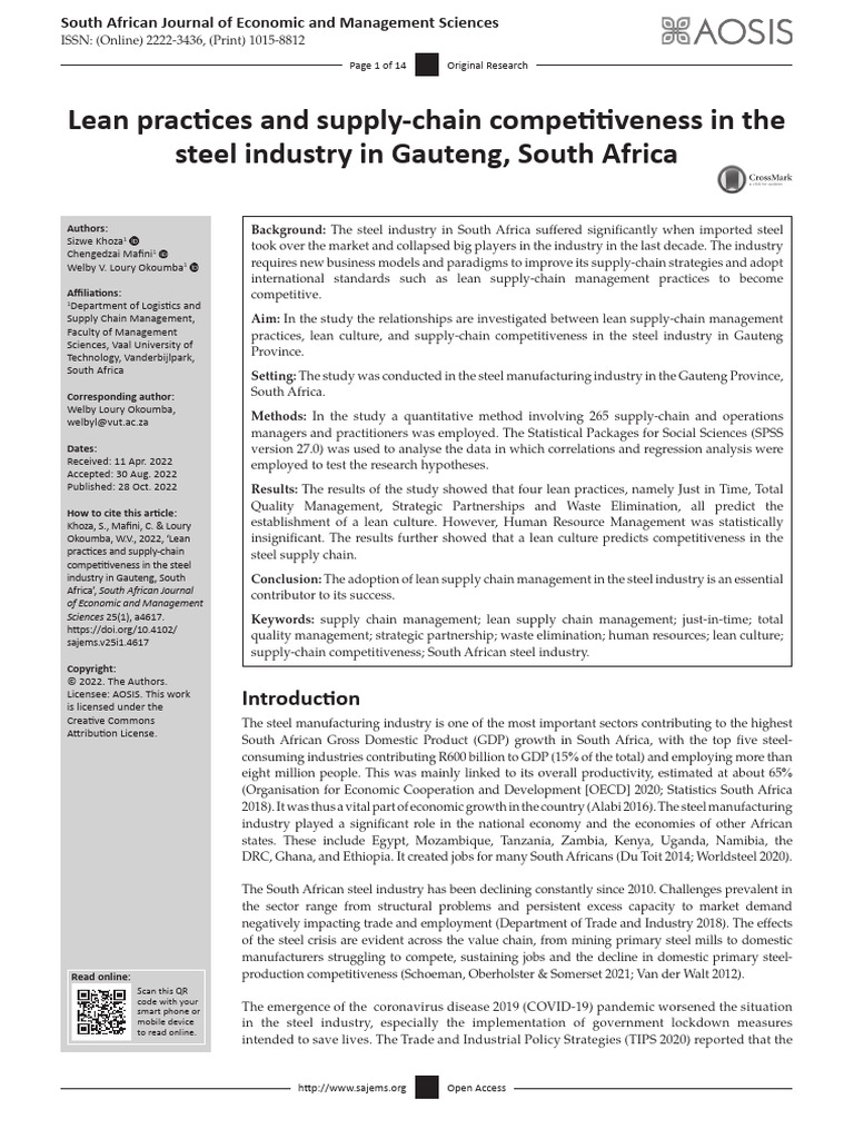 p1 Lean Practices and Supply-Chain Competitiveness in The Steel ...