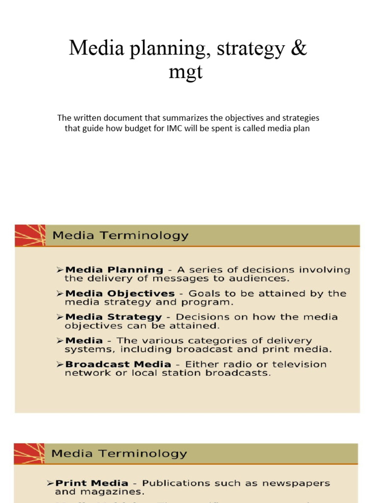 Lecture - 4 Media Planning | PDF | Business Process | Strategic Management