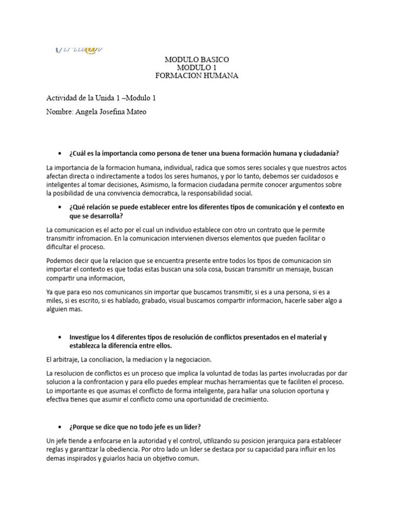 Actividad 2 Modulo 1 Angela Mateo Compaã Era | PDF | Comunicación | Liderazgo