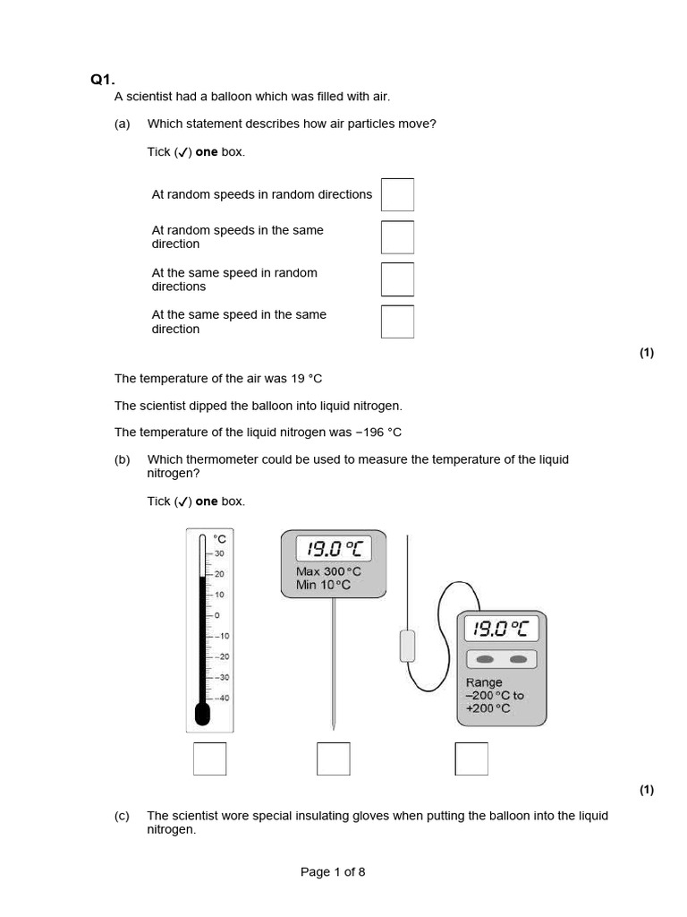 Gas Pressure and SHC Questions | PDF | Atmosphere Of Earth | Temperature