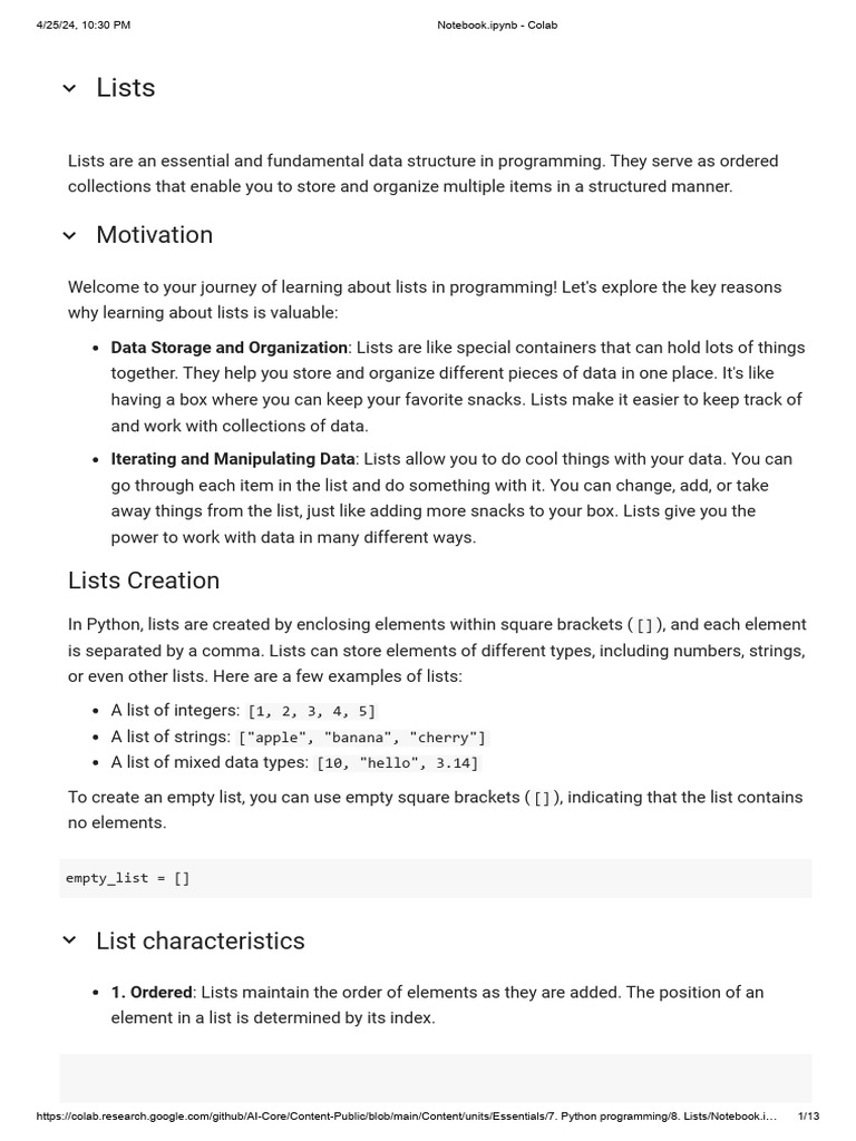 Lists | PDF | String (Computer Science) | Python (Programming Language)