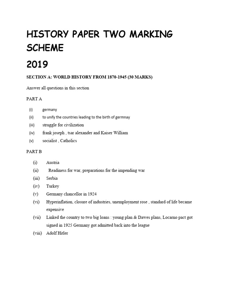 History Paper Two Marking Scheme 2019 | Download Free PDF | Mandatory ...