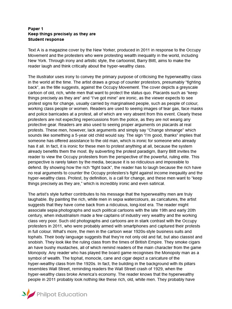 P1 Keep Things Precisely As They Are - Student Response | PDF | Cartoon