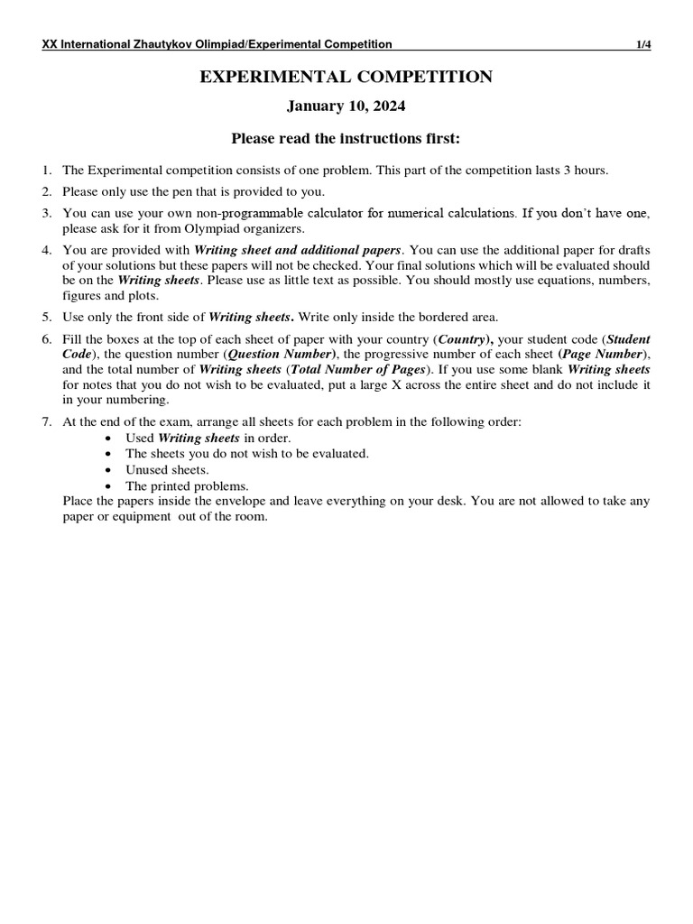 IZhO 2024 Exp - Eng | PDF | Oscillation | Rotation