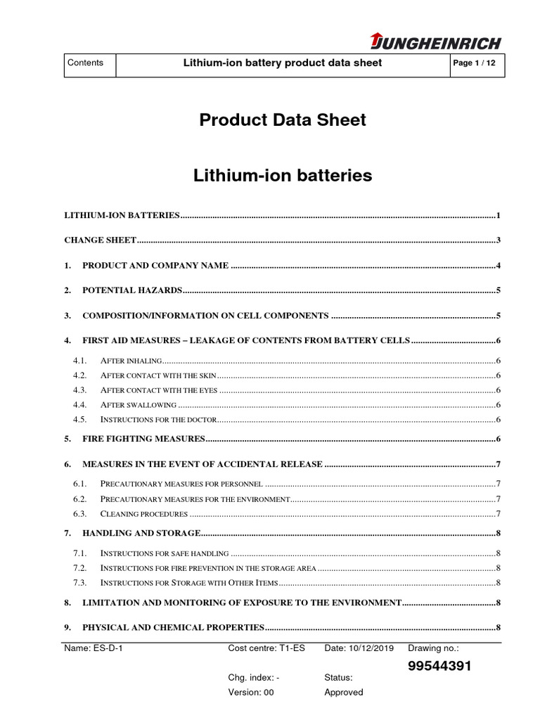Lithium-Ion Battery Data Sheet | PDF | Lithium Ion Battery