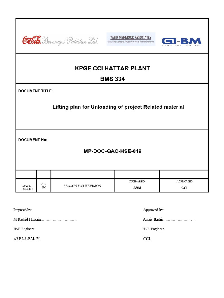 Lifting Plan For Project Related Material | PDF | Crane (Machine) | Manufactured Goods