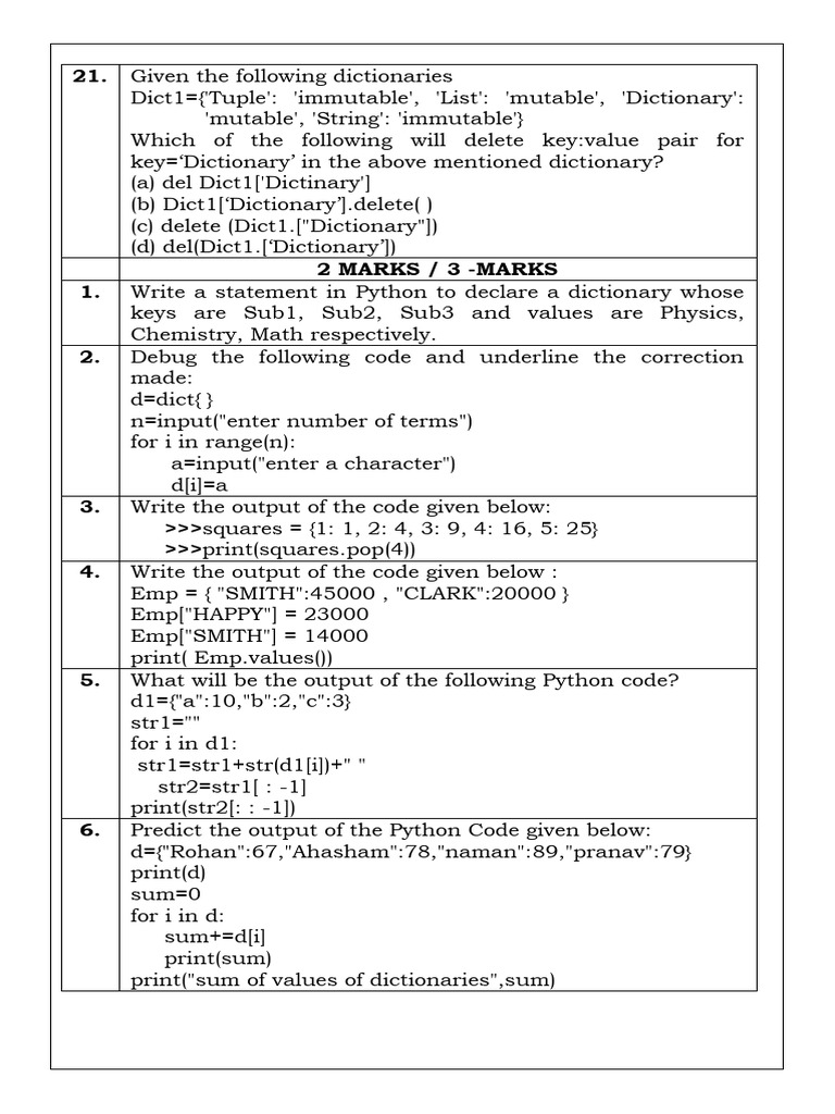 Revision Tour 2 - 2marks | PDF | Object (Computer Science) | Computing