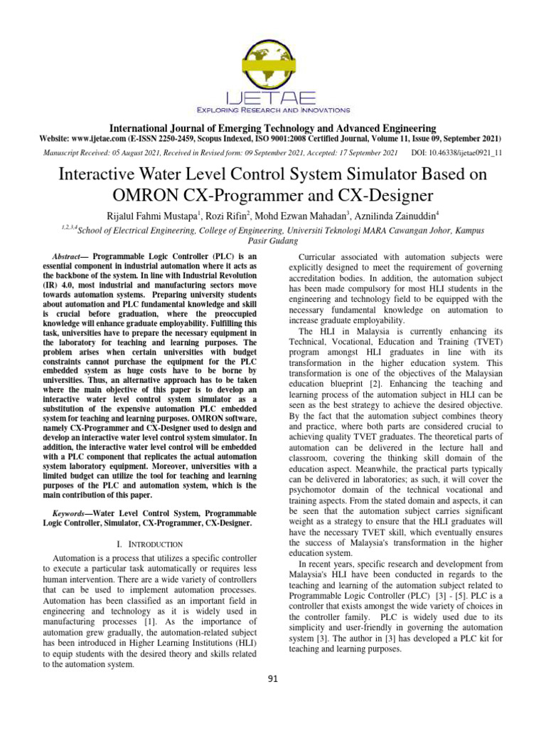 Interactive_Water_Level_Control_System_S | PDF | Programmable Logic Controller | Automation