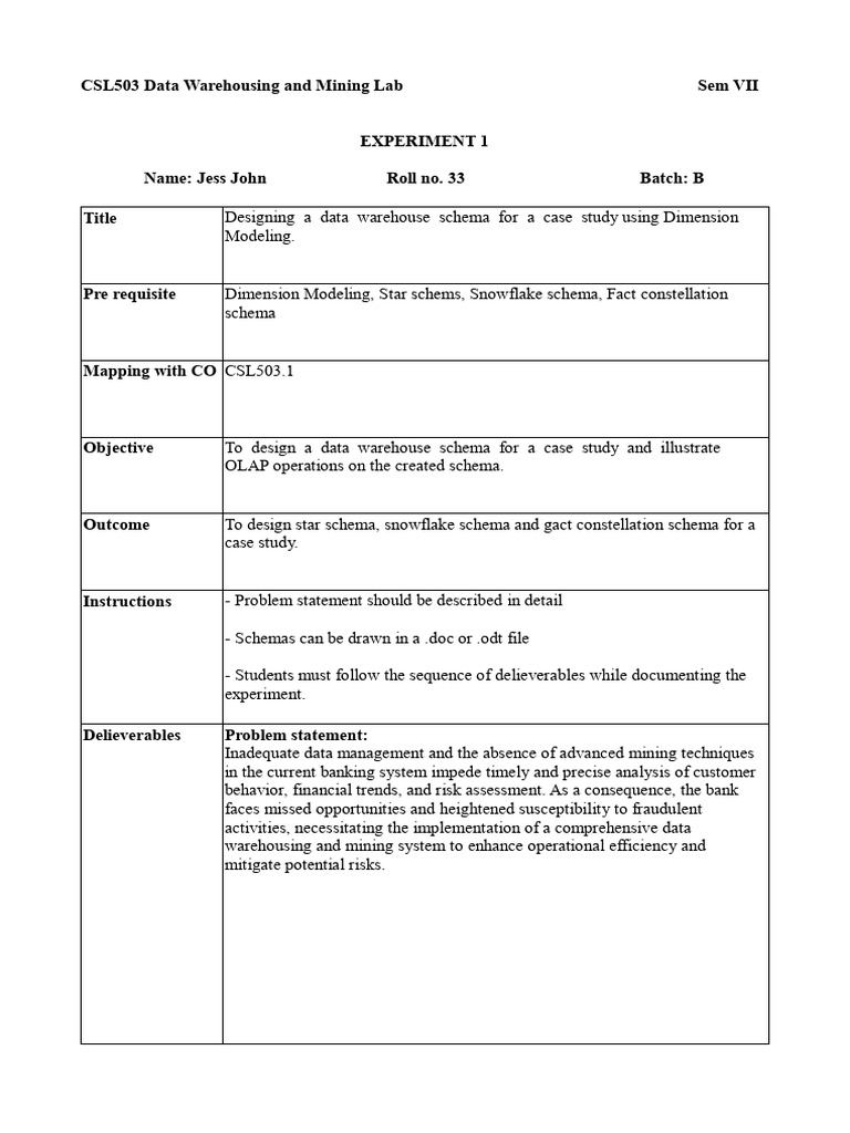 DWM Exp1 33 | PDF | Data Warehouse | Conceptual Model