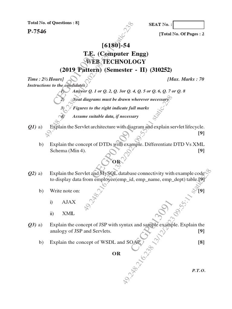 Web Technology Paper | PDF | Xml | Xml Schema