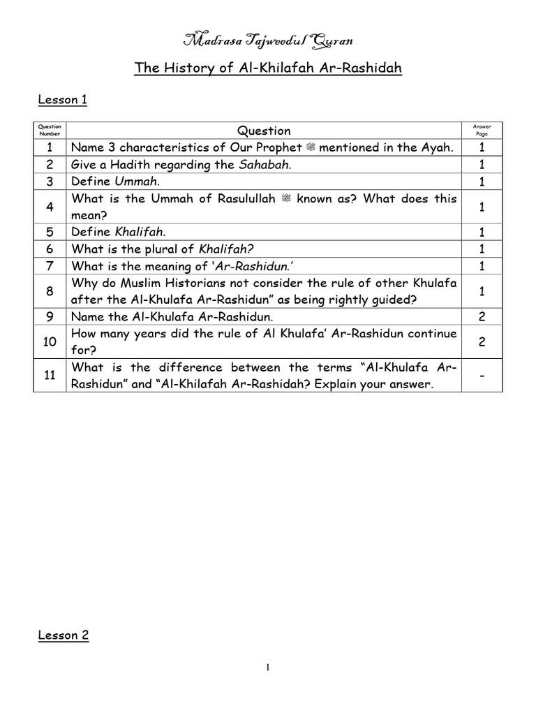 The History of Al Khilafah Ar Rashidah | PDF | Umar | Ali