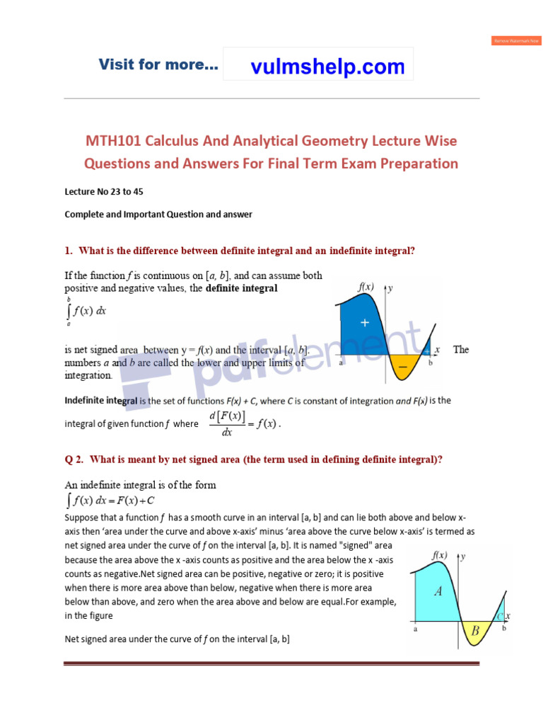 Calculus Final Exam Q&A Guide | PDF | Cartesian Coordinate System ...