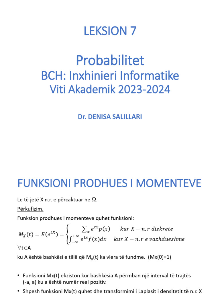 Leksion 7 Probabilitet 2023-2024 | PDF