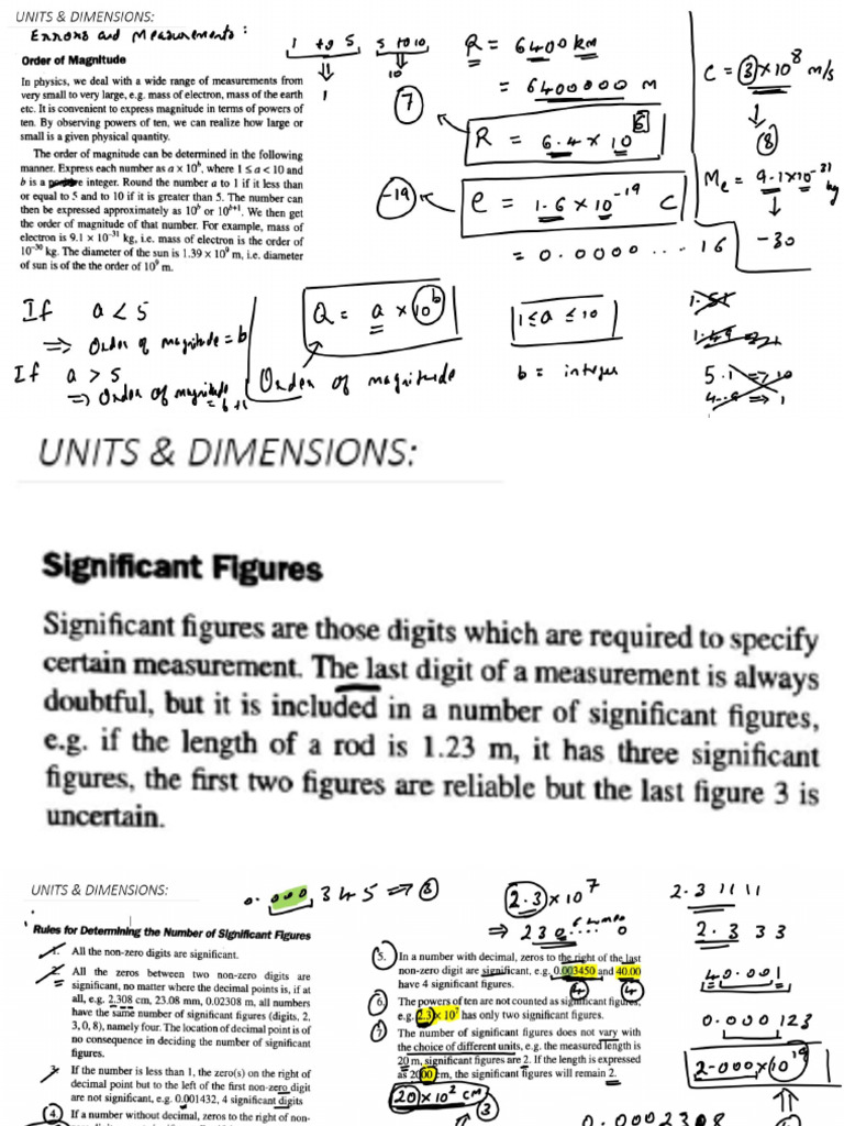 Units & Dimensions Notes | PDF
