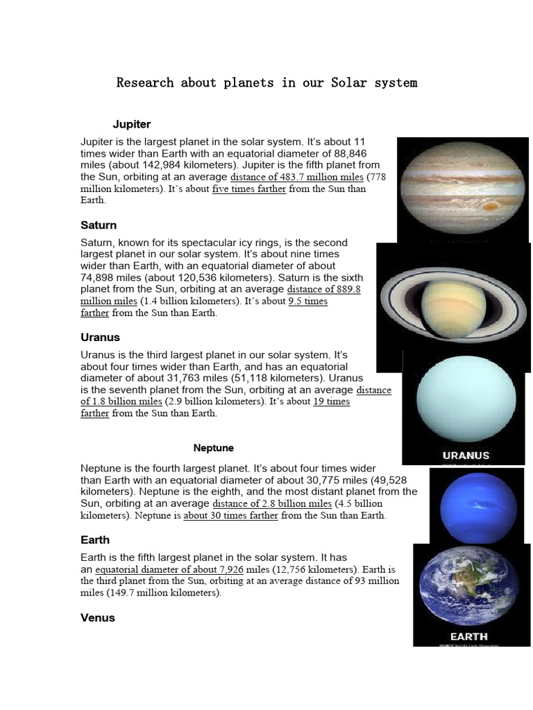 Research About Planets in Our Solar System | PDF | Solar System | Planets