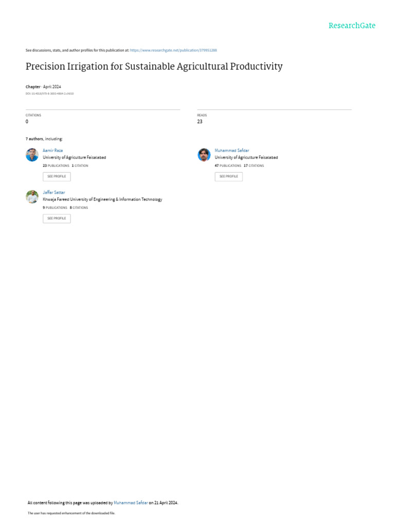 Precision Irrigation For Sustainable Agricultural Productivity | PDF ...
