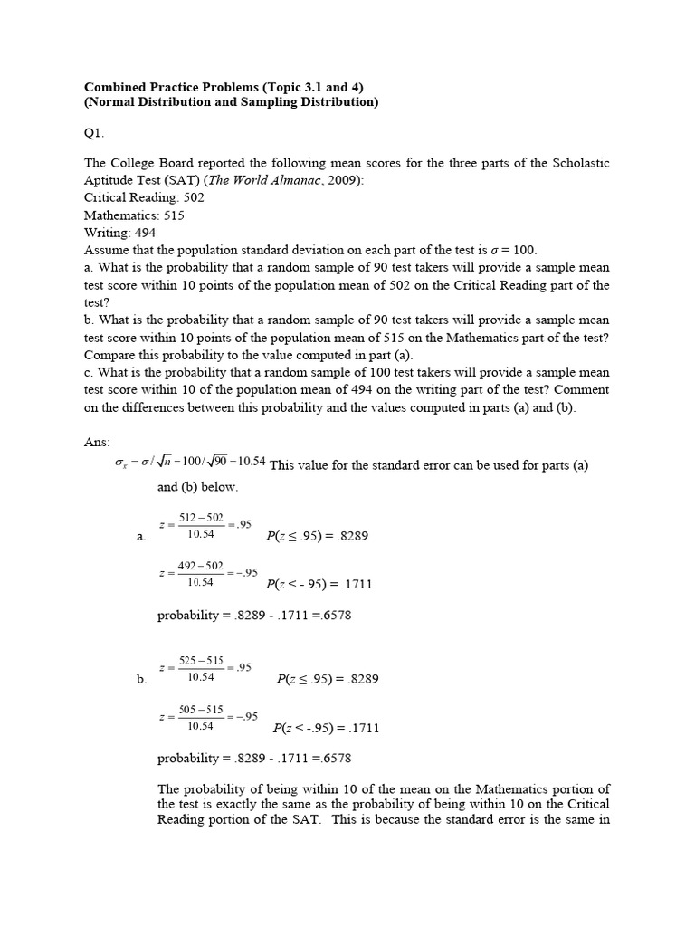 Practice Problems3.1 - 4 - Solution | PDF | Standard Deviation | Normal Distribution